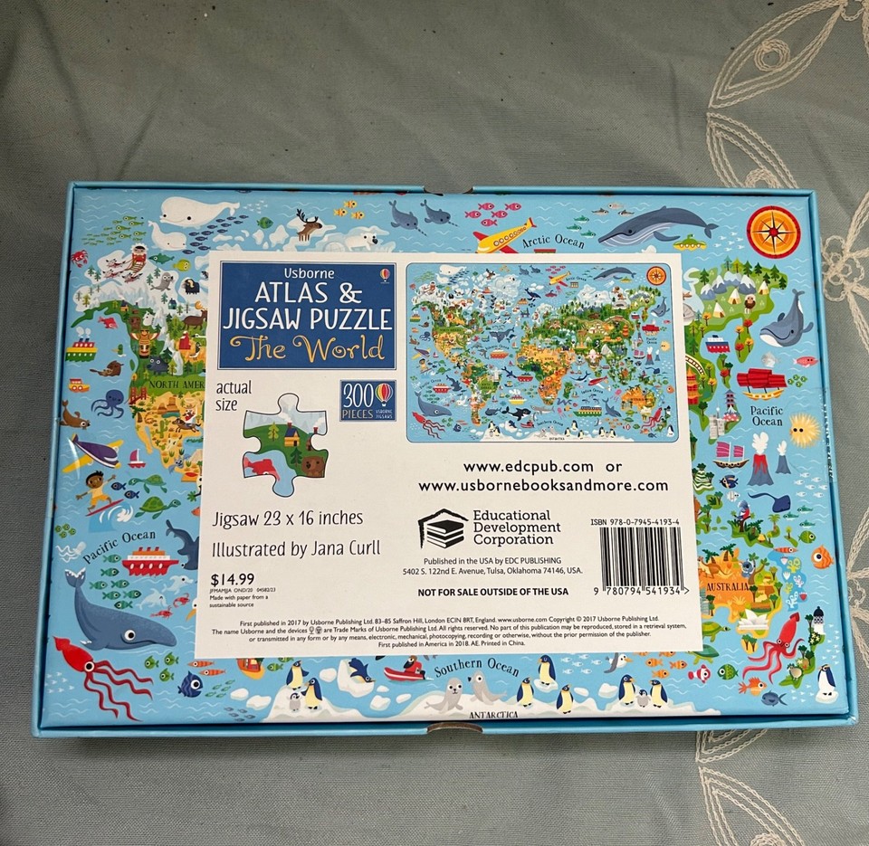 New Usborne ATLAS and JIGSAW Puzzle Map of The World 300 Pieces | eBay
