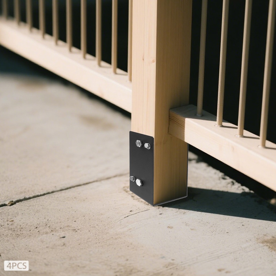 U-Shaped Post Base Holder for 4" × 4" Wood Posts, Durable Concrete ...