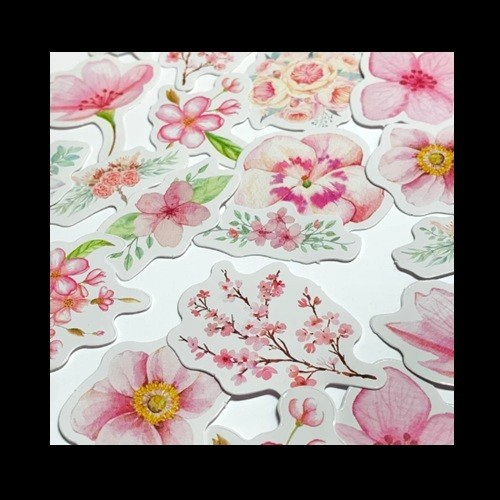 MO-CARD Deco Stickers: 45-Piece Floral Stickers, Light Pink Varietals ...