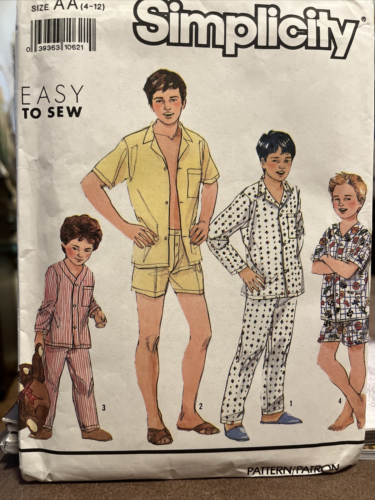 SIMPLICITY 9952 Pattern Children Teen Boys Pajamas in two Length SZ 4 ...