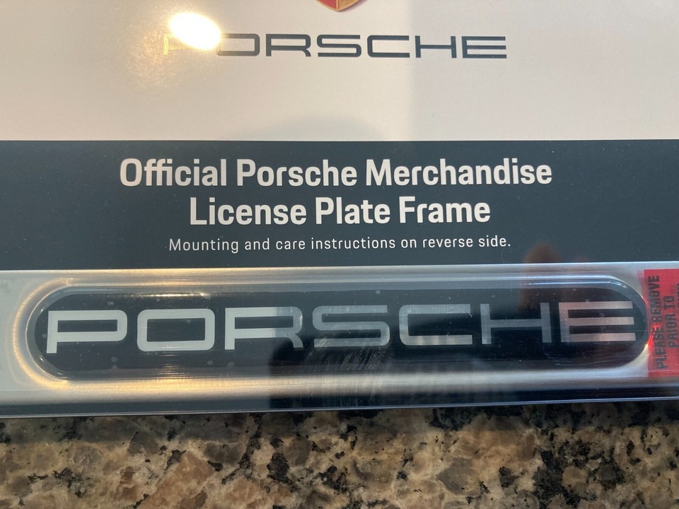 PORSCHE DESIGN BRUSHED STAINLESS STEEL "PORSCHE" LICENSE PLATE FRAME W ...