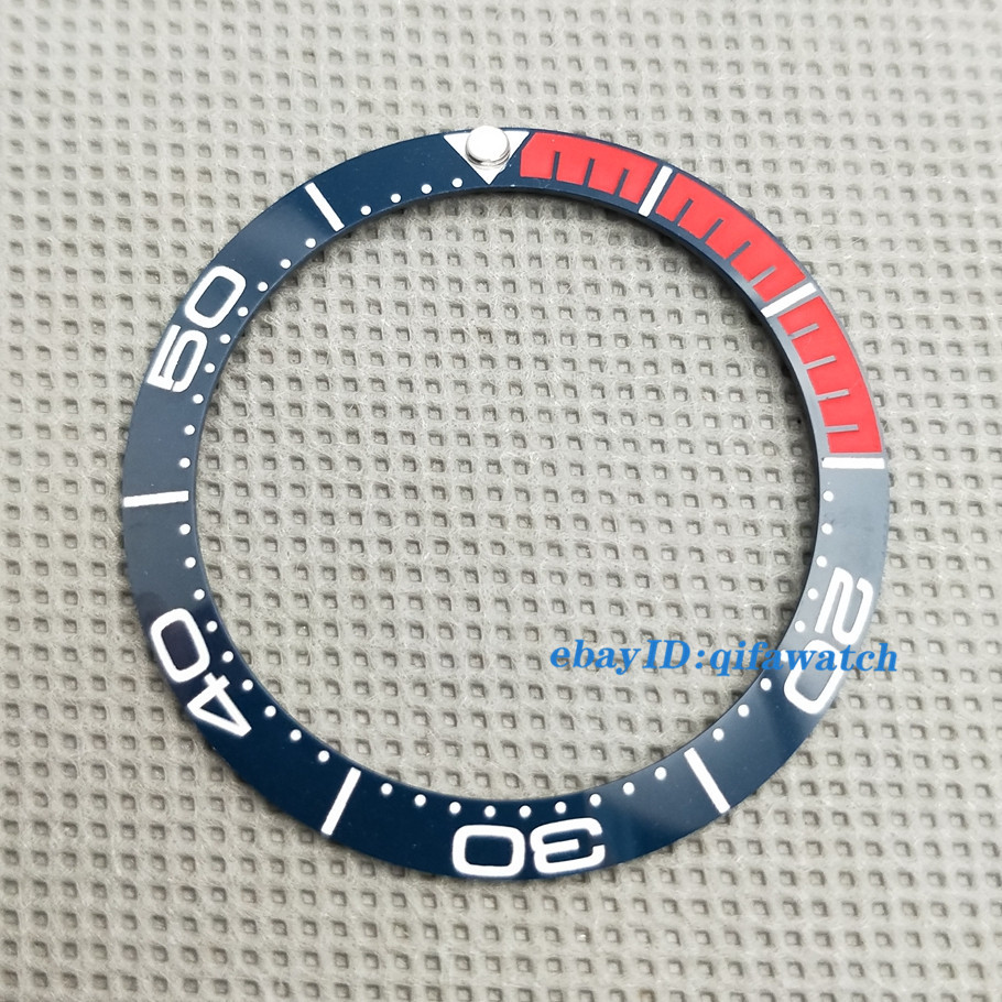 38mm Ceramic Blue&Red Bezel Insert Watch Part Fit Automatic Watch Case ...