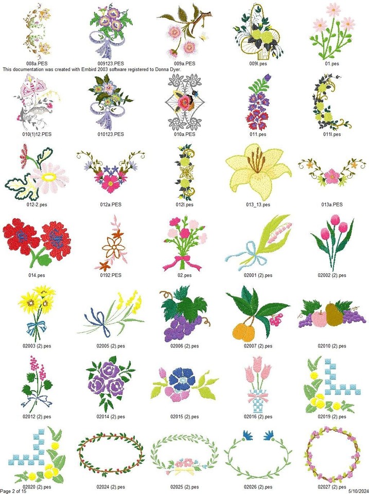 500 ASSORTED FLOWERS 01 EMBROIDERY MACHINE DESIGNS COLLECTION PES USB ...