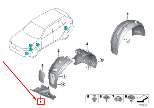 NEW BMW X7 G07 FRONT LEFT FENDER LINER EXTENSION 51718090247 8090247 ...