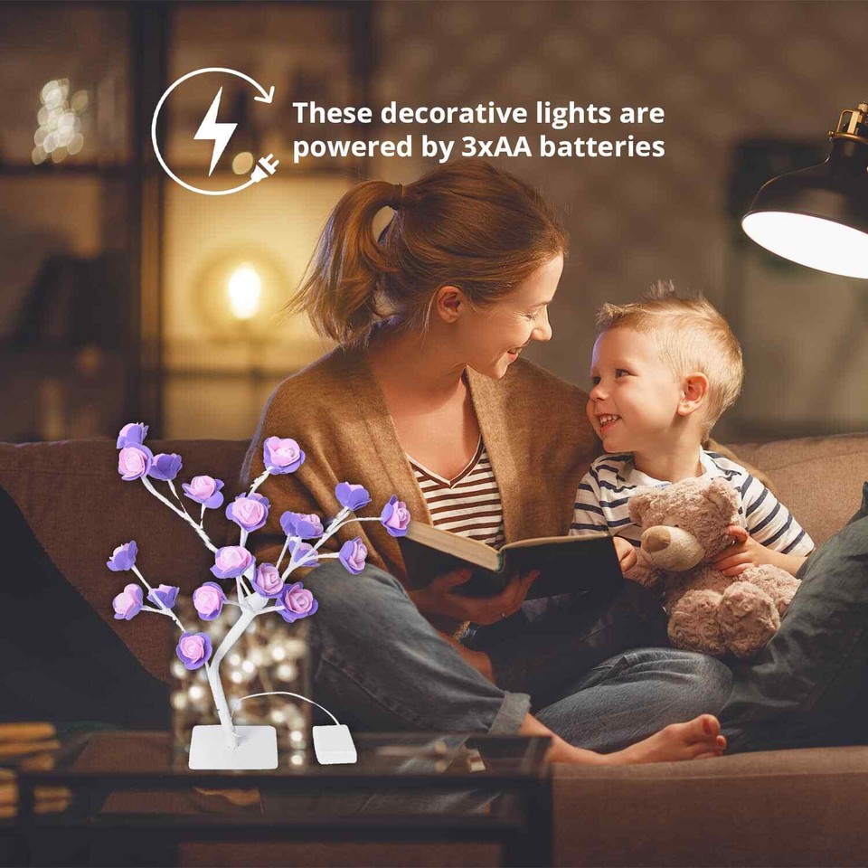 Purple Multi Headed Rose Tree LED Light Christmas Decor Decorations ...