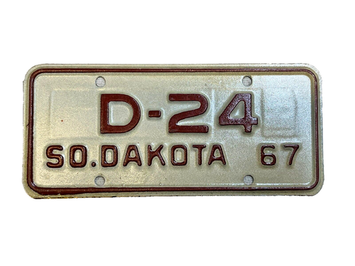 1967 South Dakota Motorcycle Dealer License Plate So Dakota D-24 MC Tag ...
