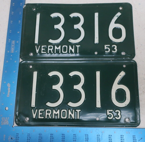 Vermont License Plate Pair Set 1953 53 13316 | eBay