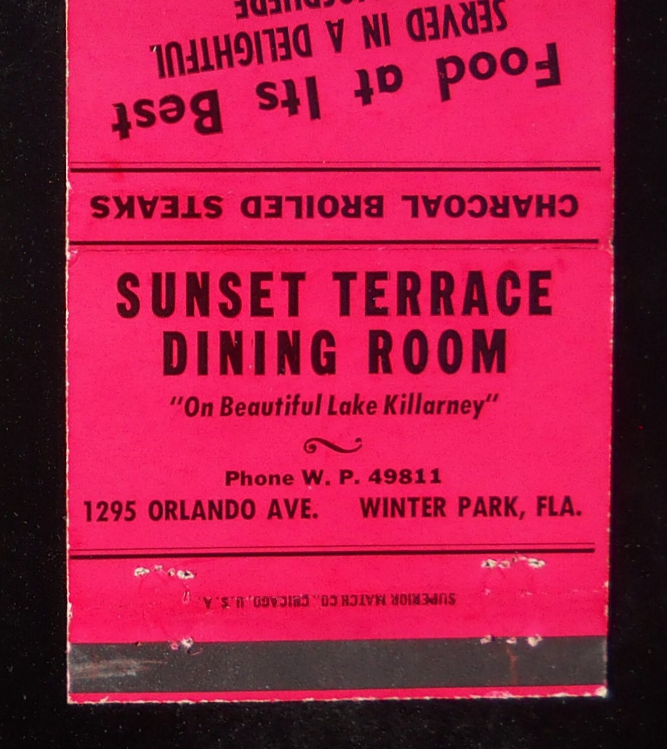 1940s? Sunset Terrace Dining Room Charcoal Broiled Steaks Orlando ...