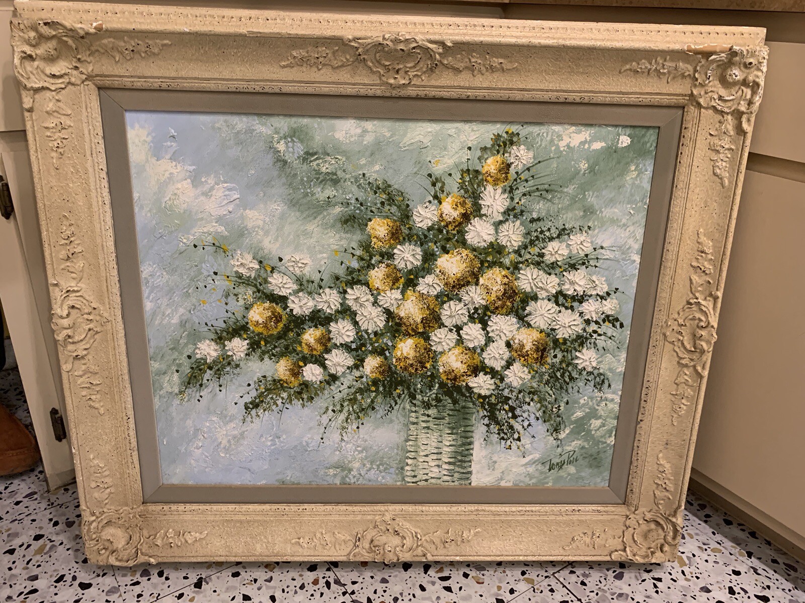 MCM Still Life Impasto Painting 24x30 w/Huge French Provençal Frame ...