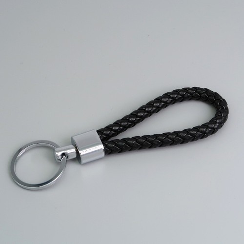 Black Leather Braided Strap Keychain Key Holder Alloy Key Chain Ring ...