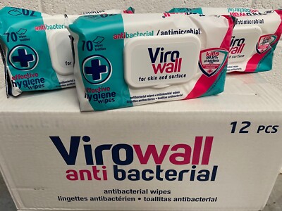 CASE 12 X 70X VIROWALL SKIN & SURFACE ANTIBACTERIAL WIPES KILLS 99.9 ...