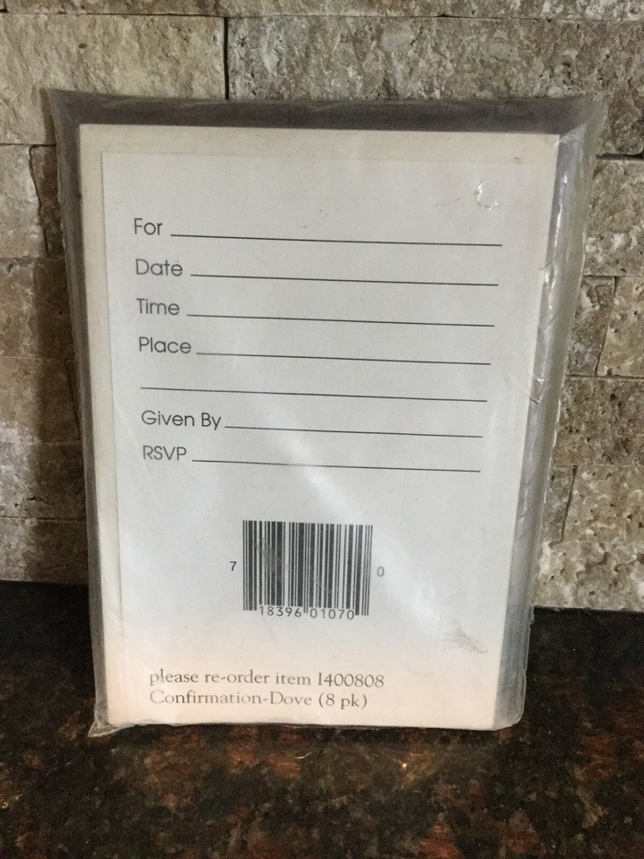 8 Confirmation Invitation & Envelopes. NIP. Treasure Masters White Dove ...