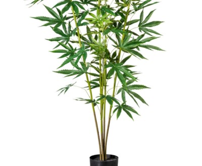 Marijuana Hanf Kunstbaum 160cm mit 5 Zweigen und Blättern im Topf von ...