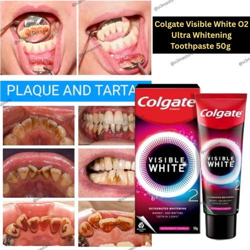 Colgate Ultra Whitening Visible White O2 Toothpaste 50g & Fresh Breath ...