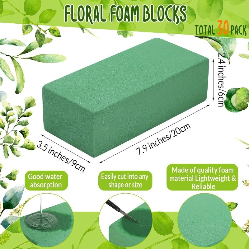 30 Pcs Floral Foam Blocks 7. 9''lx3. 5''wx2. 4"h Green Wet and Dry ...