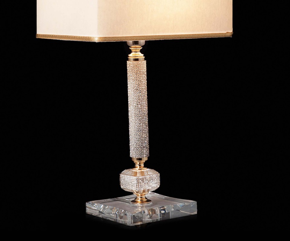Classic Crystal and Transparent Gold Strass Table Lamp 1 Light CL061 | eBay