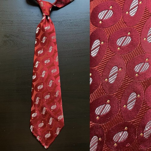 “Ovals” Red Satin Brocade Swing Tie 1930s 1940s EUC VTG Art Deco Jazz ...