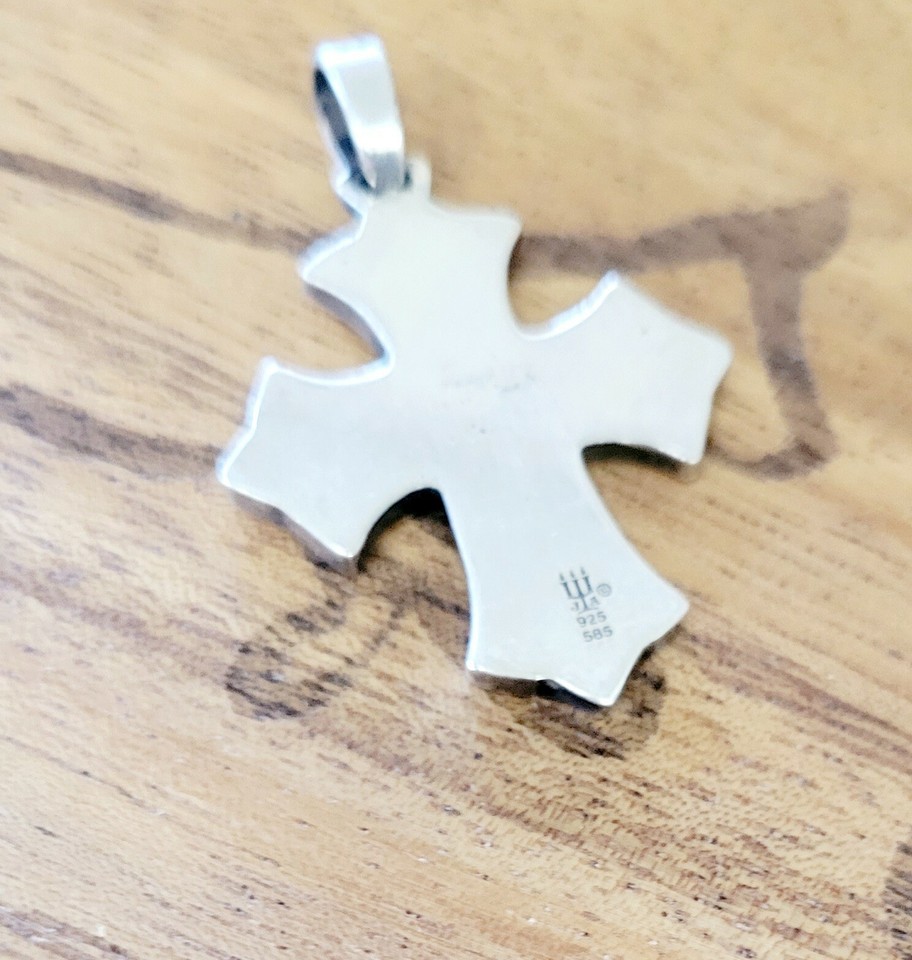Rare James Avery Sterling Silver Cross with 14kt Gold Cross Center and ...