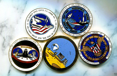 FIVE SPECTACULAR HISTORICAL USA SPACE PROGRAM COMMEMORATIVE ENAMEL ...