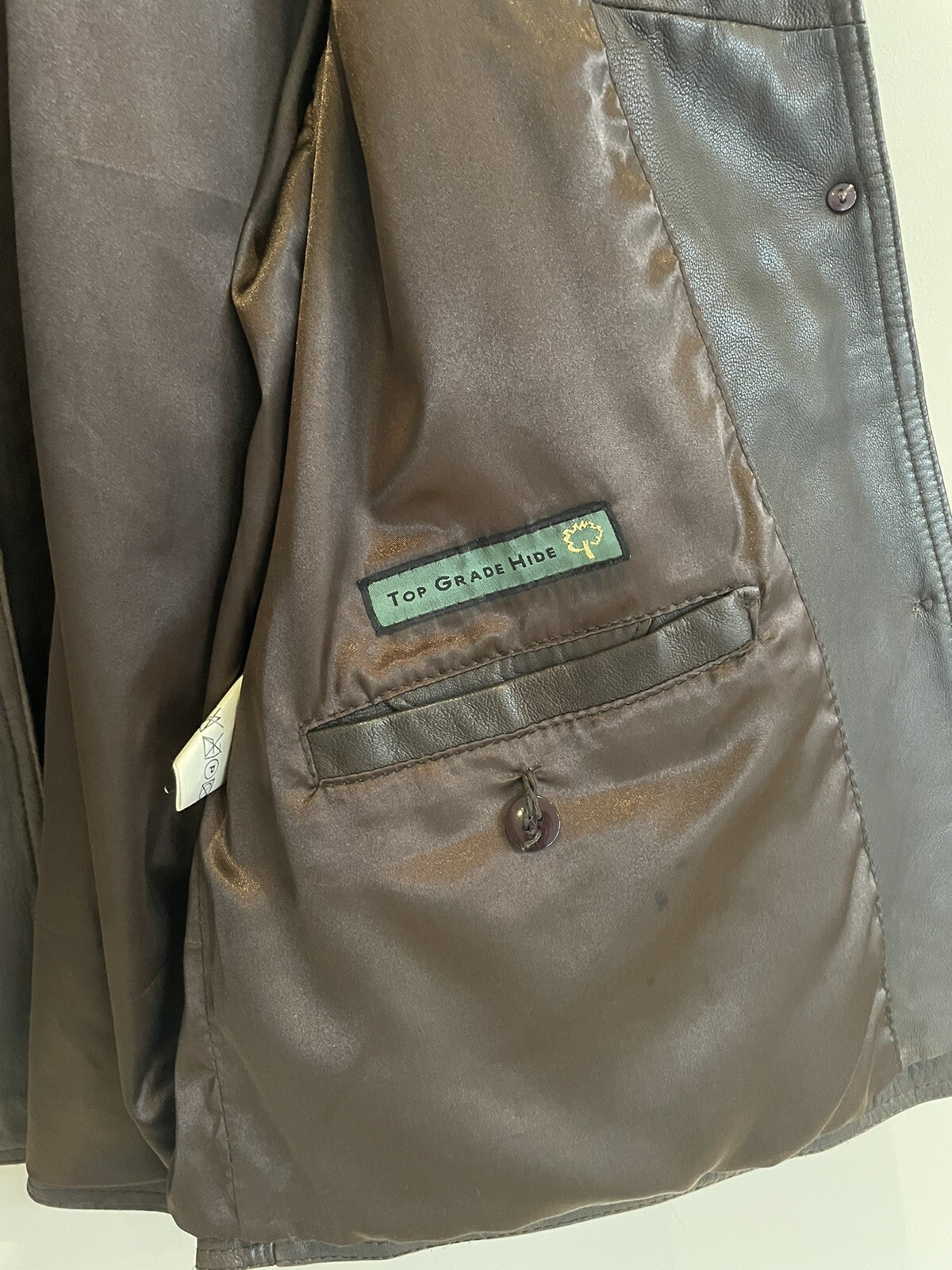 Vintage Hide Park brown leather jacket long coat line… - Gem