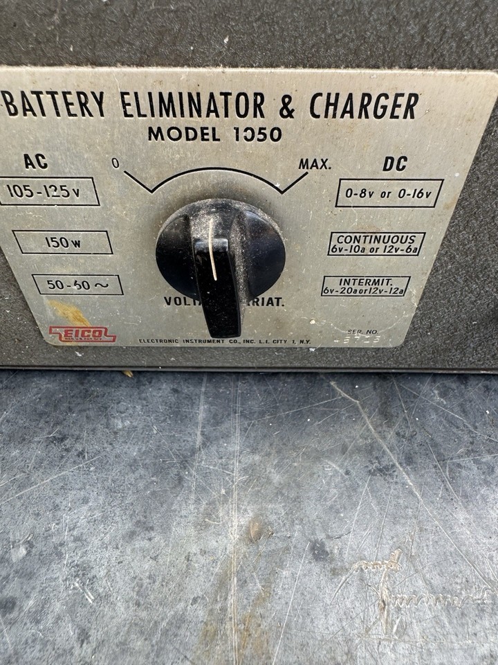 Vintage EICO Model 1050 Battery Eliminator & Charger DC Power Supply ...