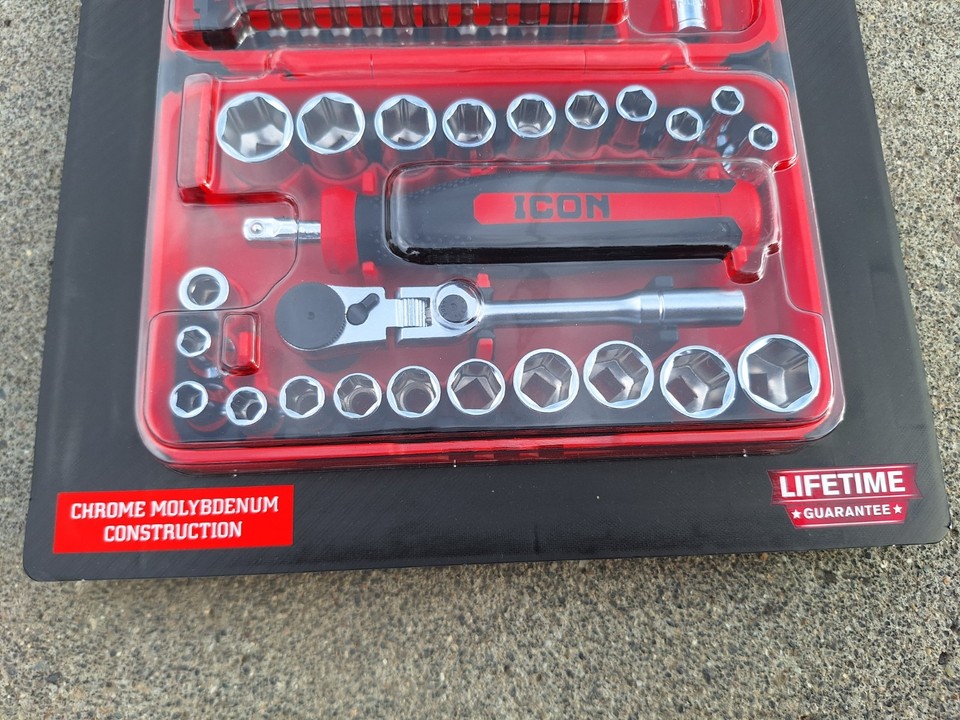 NEW ICON 1/4 in Drive Compact Socket and Bit Set 52-Piece harbor ...