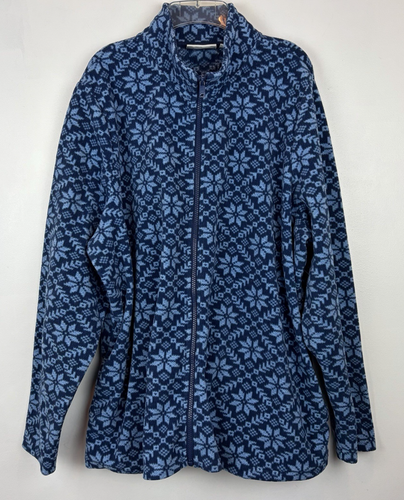 Denim Co Pullover Fleece Womens XL Long Sleeve Snowflake Print Full Zip ...