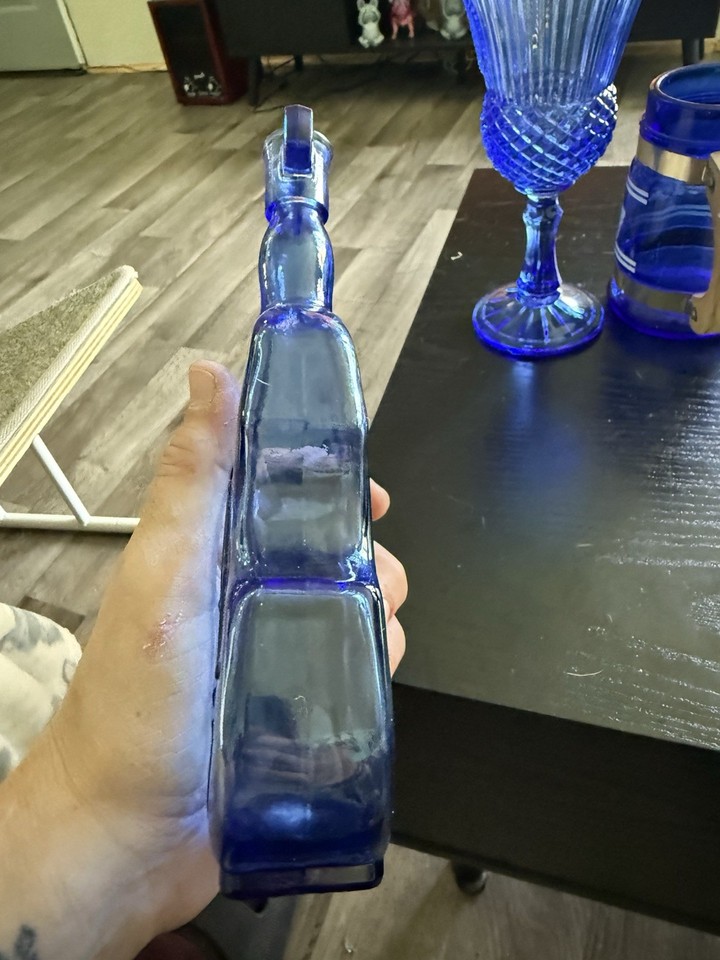 Vintage Cobalt Blue Glass Bottle Musical Instrument Violin Cello 8 ...
