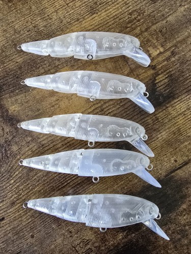 Clear Unfinished Double Jointed Rattle Crankbait Lot Of 5 Fishing Lures ...