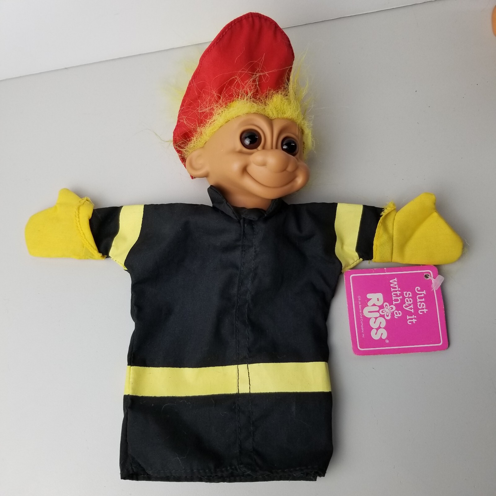 10" Vintage Russ Troll Hand Puppet Fireman Original Tag | eBay