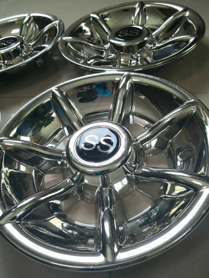 （4）Golf Cart Wheel Covers 10 inch, Improved 7 Spoke Chromed Hub Caps ...