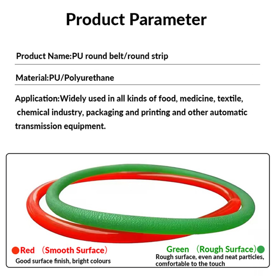 Green Red Rough/Smooth Round Polyurethane Drive Belting Ø1.5-20mm ...