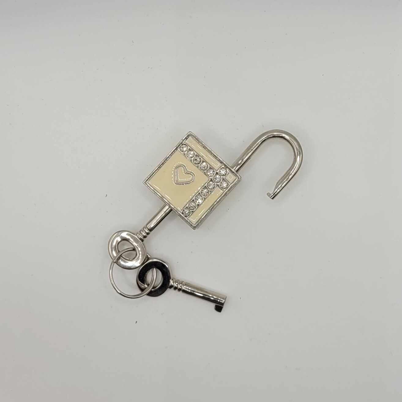 Handbag Charm Keychain White Lock & Keys With Crystal Rhinestone | eBay