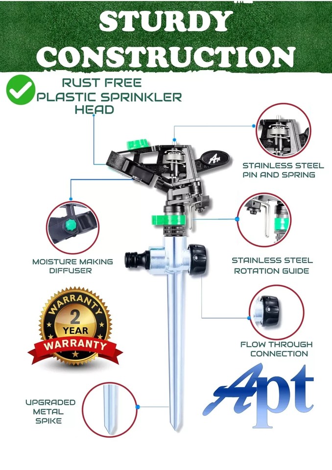 APT Pulsating Impact Sprinklers for Yard, Lawn & Garden, 80 to 5800 Ft ...