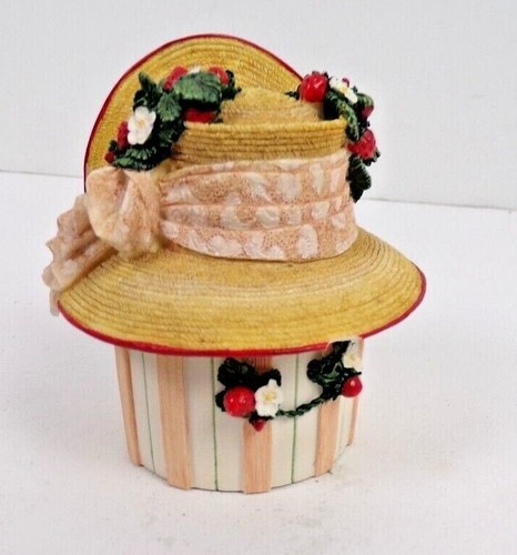 Willow Hall Erica DH06 Hat Trinket Box Flowers Strawberries Round ...