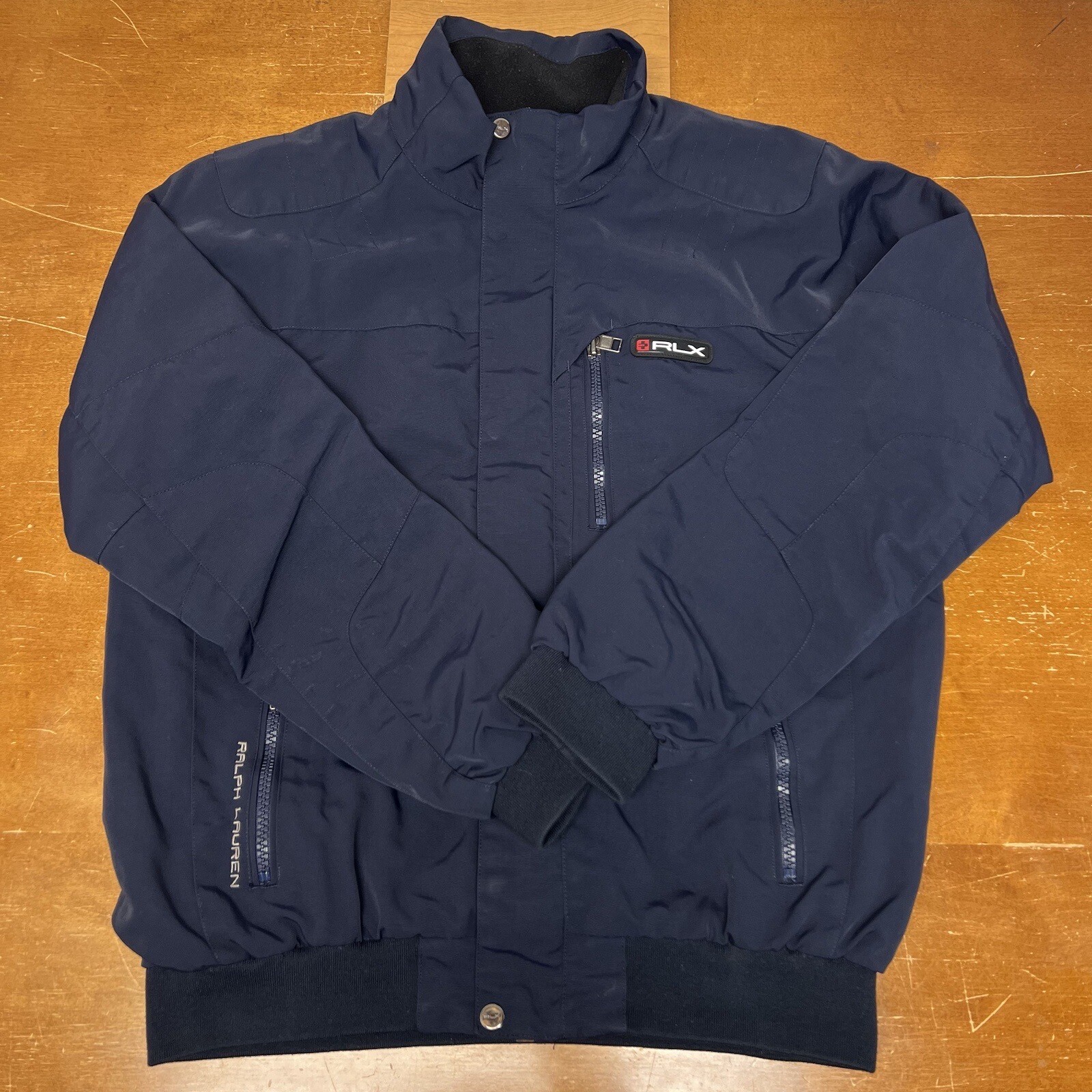 Ralph Lauren RLX Jacket Mens Large Blue Moto Bomber Full Zip ...