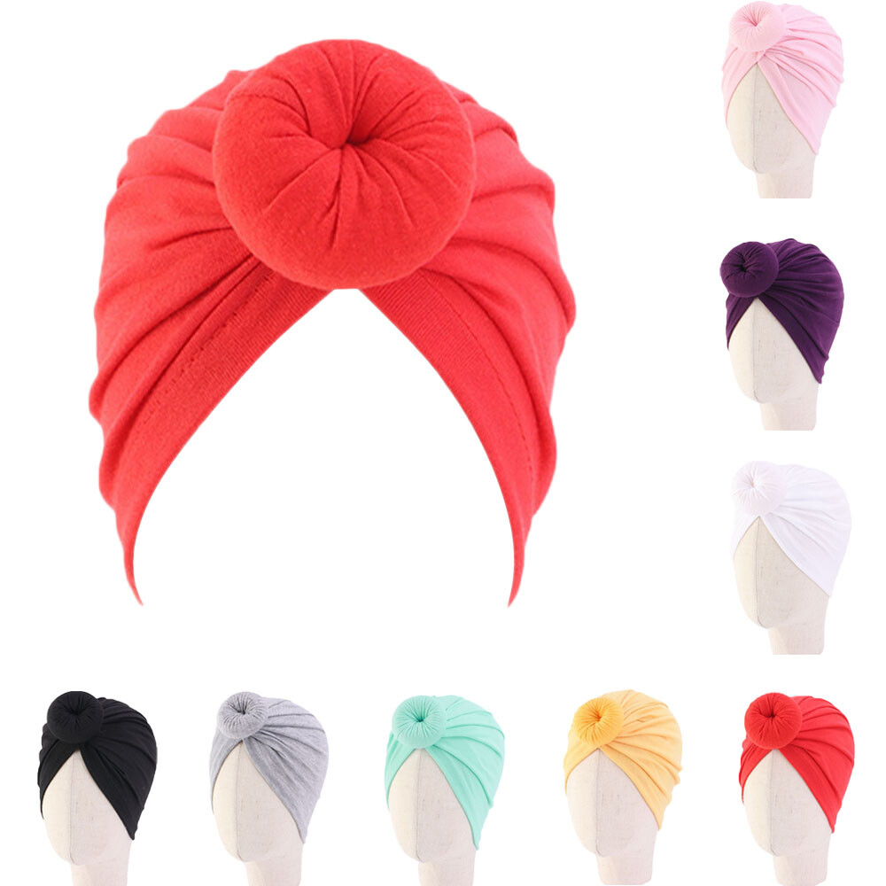 Arab Knot Hats Girls Kids Turban Bonnet Caps Islamic Hair Loss Beanie ...