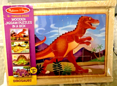 Melissa & Doug Wooden Jigsaw Puzzles In A Box - Dinosaurs /T-Rex ...