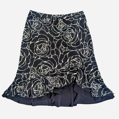 White House Black Market Women’s Flowy Black an White Floral Design ...