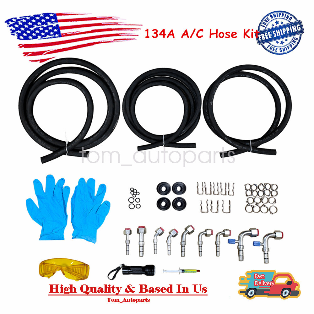 Universal 134a Air Conditioning Easy Clip AC Hose Kit O-Ring Fittings ...