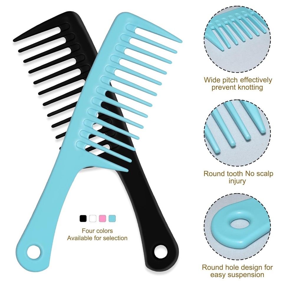 2 Pcs or 4PCS Wide Tooth Hair Comb for Curls Women - Large Hair ...