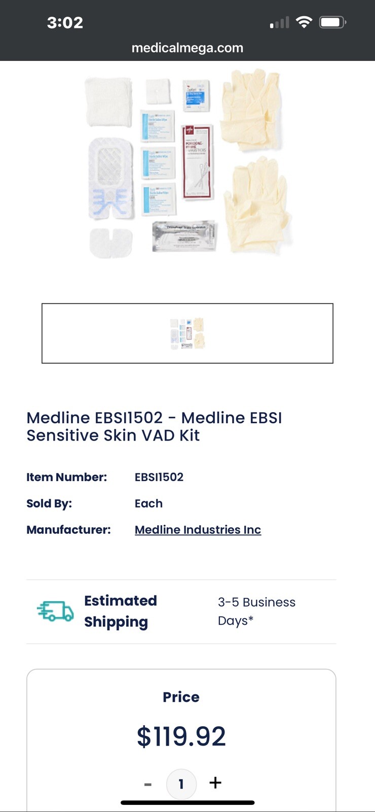 Medline EBSI SENSITIVE SKIN LVAD KIT Anchor Gauze Antiseptic Driveline ...