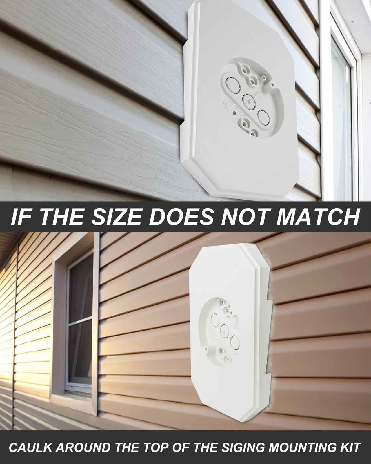 Siding Mounting Kit, White Outdoor Light Mounting Block with Built-in ...