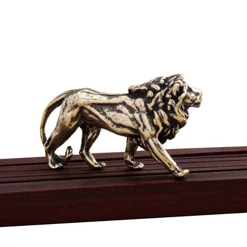 Pure Copper Majestic Lion King Miniatures Figurines Desk Decorations ...
