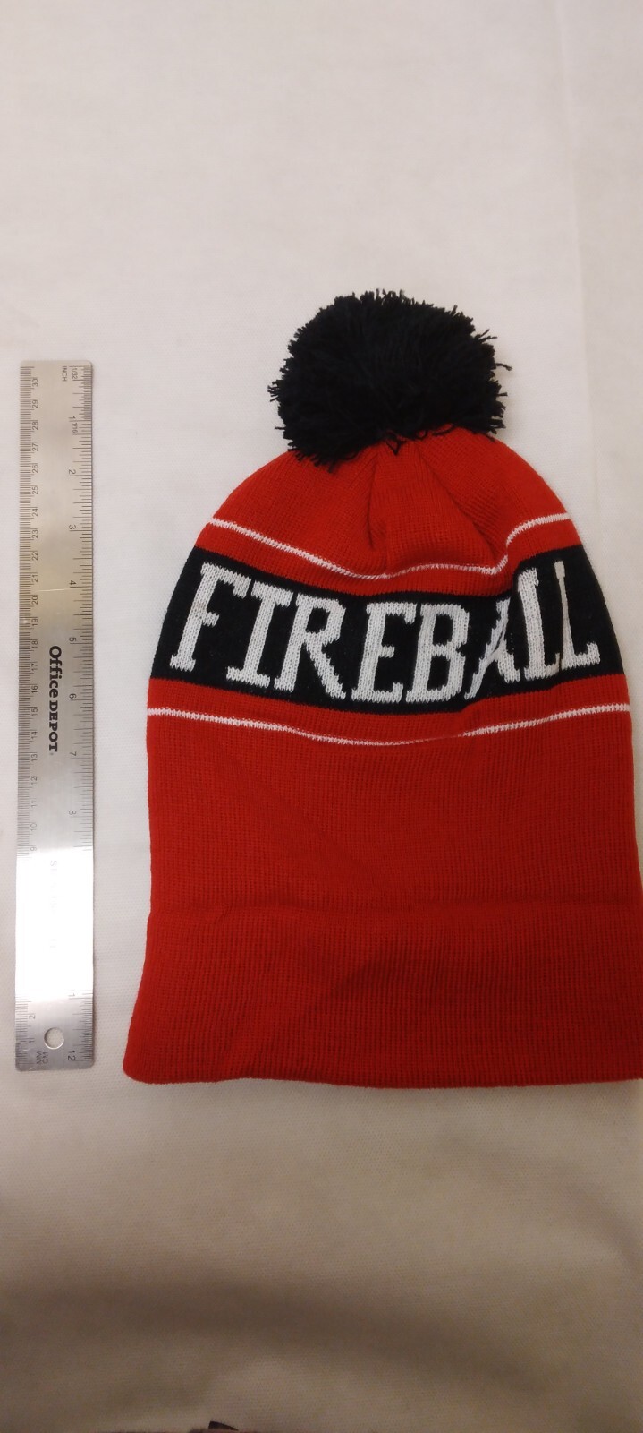 Fireball Cinnamon Whiskey Promo Knit Beanie Winter Hat w/ Pom Pom NOS ...