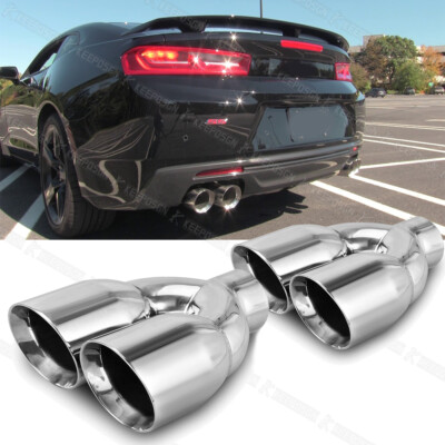 Dual 2.5" to 3.5" Quad Exhaust Tip Stainless For Chevy Camaro SS ZL1 ...