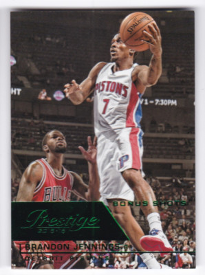 2015-16 Prestige Bonus Shots Blue Basketball Card #166 Brandon Jennings ...