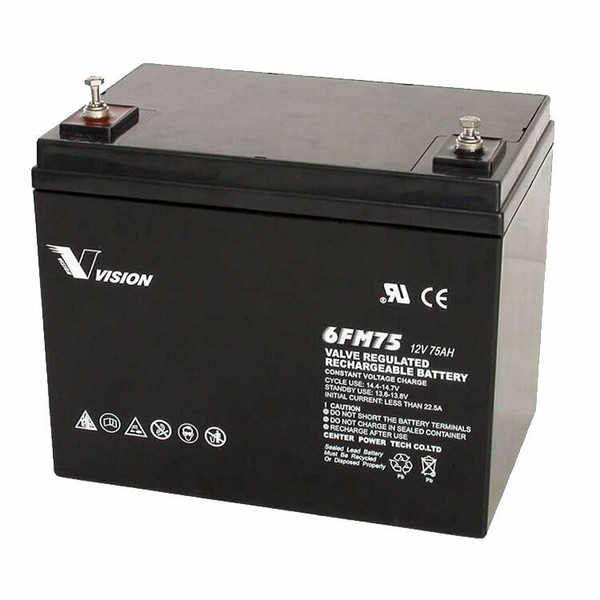 Vision 6FM75 75ah Valve Regulated Rechargeable 12v Battery for sale ...