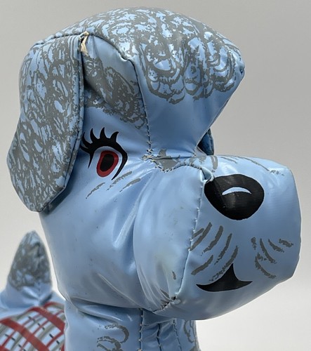 Vintage Vinyl Oil Cloth Poodle Toy Blue Dog Stuffed Plush Childs ...