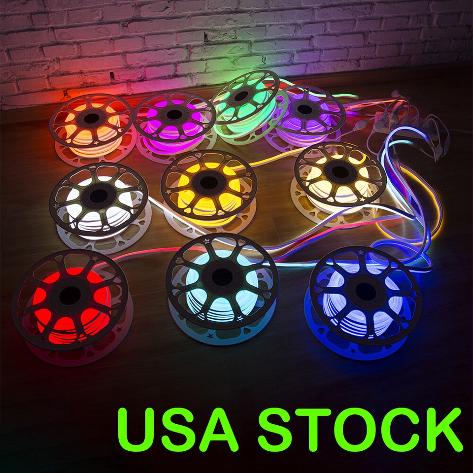 110V LED Flex Neon Rope Lights Strip Party Bar Garden DIY Sign Decor ...